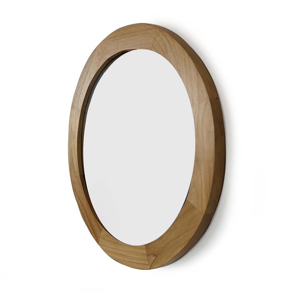 Miroir rond 60 cm avec cadre en bois