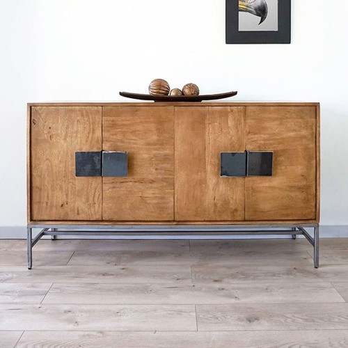 Buffet bois massif 200 cm avec portes coulissantes - Paris